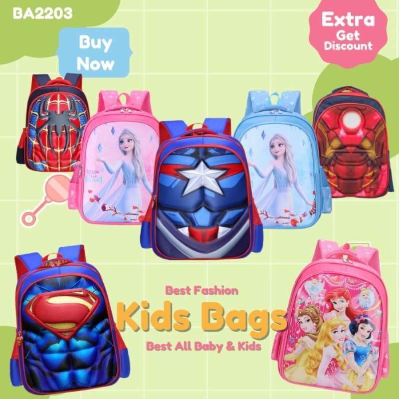 Jual BA2203 Tas Ransel Sekolah Anak TK Paud 3D Karakter Hero Kartun Import - Birumuda di Seller ...