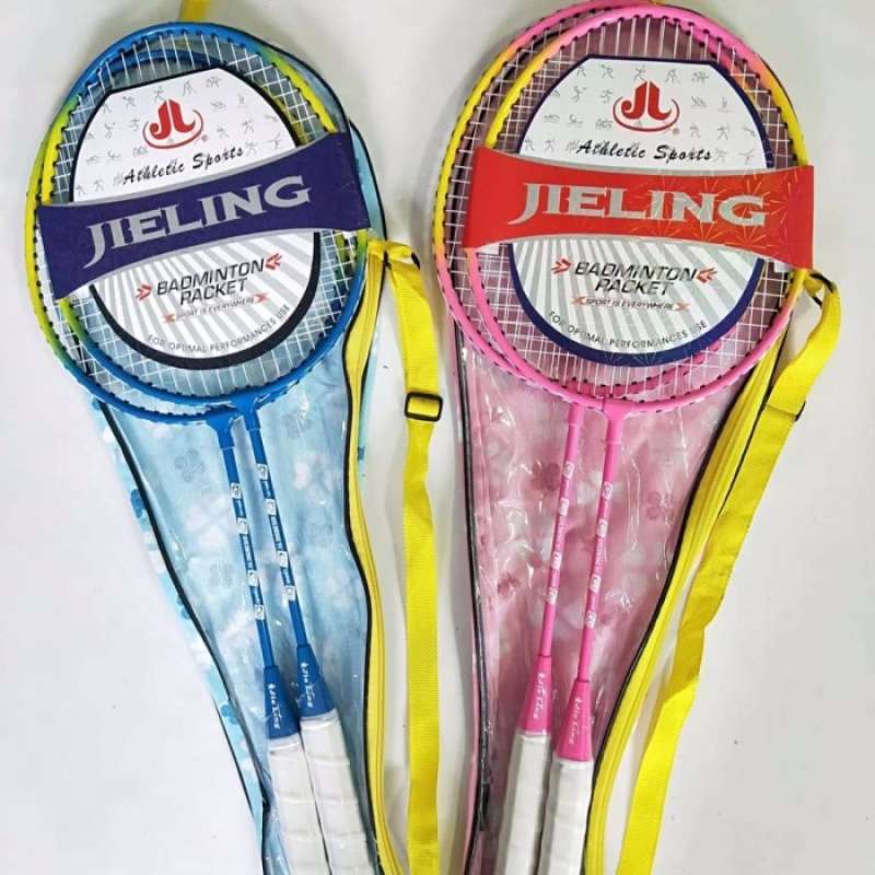 Promo New Raket Badminton Jieling Isi 2 Tas Batang Carbon Lentur Diskon ...