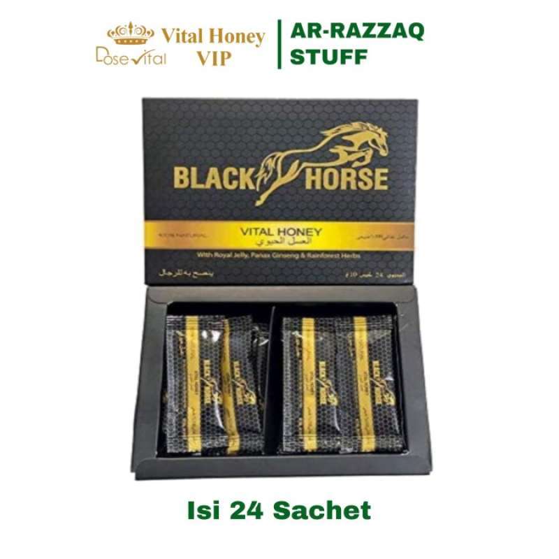 Jual Madu Black Horse Vital Honey Original Madu Kuda Hitam 1 Box 24 ...