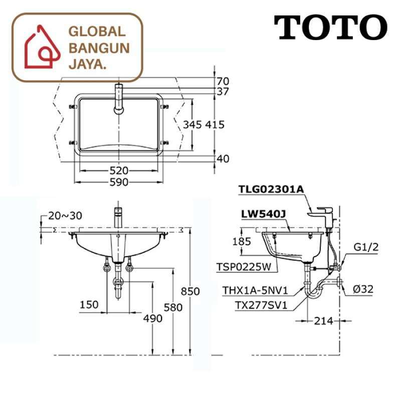 Promo WASTAFEL TANAM KOTAK TOTO LW540J (BODY ONLY) / WASHTAFEL CUCI TANGAN Diskon 50% di Seller ...