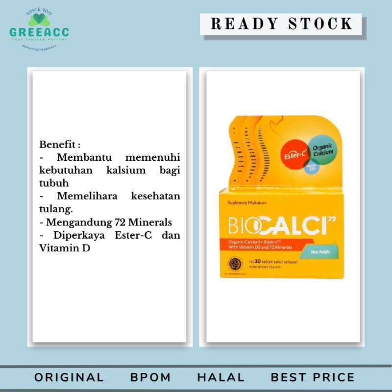 Promo BIOCALCI isi 30 tablet Bio Calci 72 Ester C Organic Calcium D3 ...