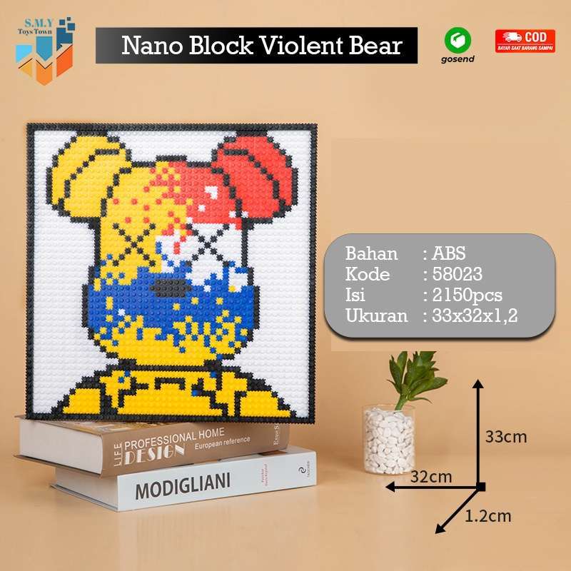 Promo SMY Nano Block Puzzle Violent Bear / luffy / Naruto Frame Flat ...