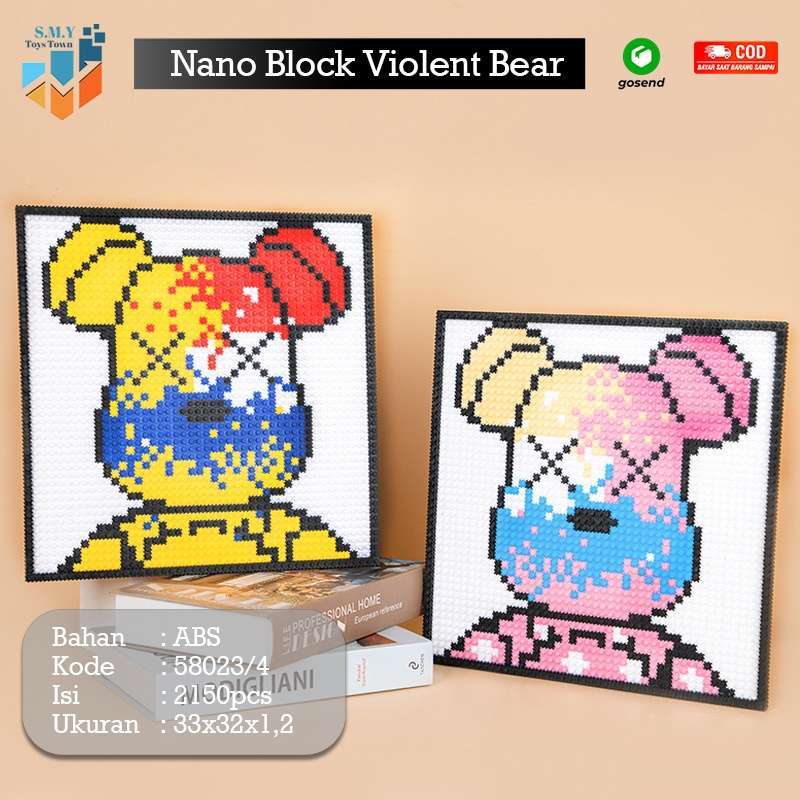 Promo SMY Nano Block Puzzle Violent Bear / luffy / Naruto Frame Flat ...