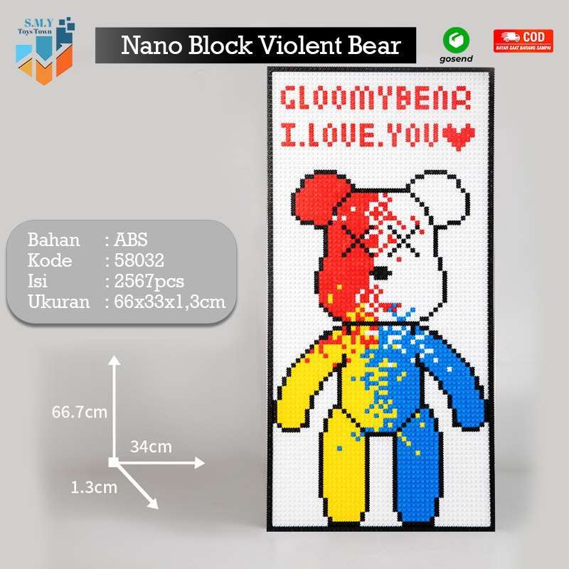 Promo SMY Nano Block Puzzle Violent Bear / luffy / Naruto Frame Flat Painting - Big Violent Bear ...