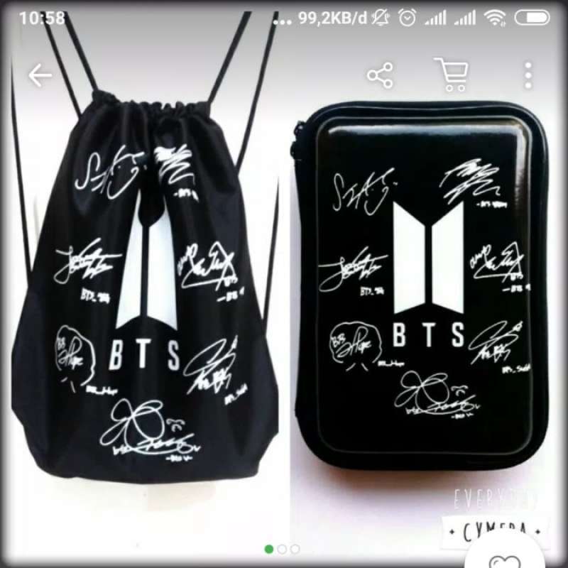 Promo Paket Hemat!!!! 1 Tas Serut + 1 Hpo Kotak Pensil Kpop Bts Sign ...