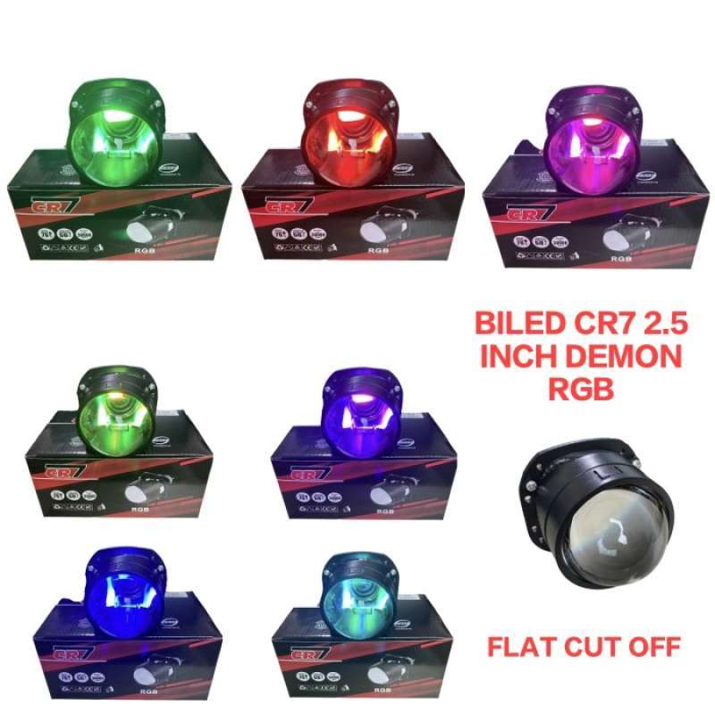 Promo Lampu Utama Biled 2.5 Inch CR7 RGB Flat Cut OFF 50 Watt Super ...