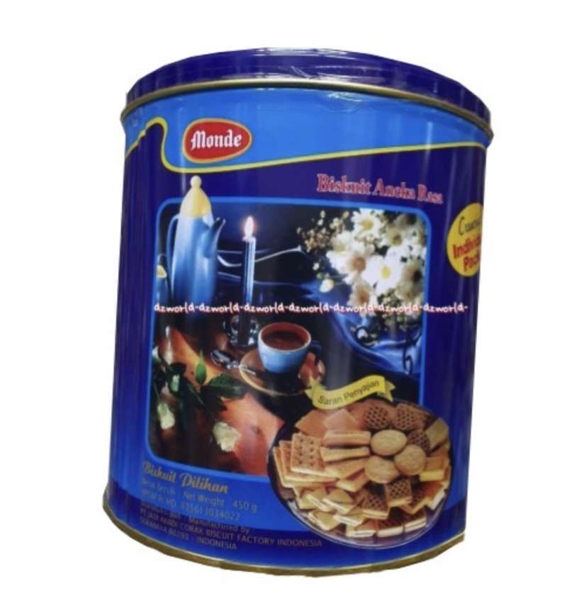 Jual Monde Biskuit Aneka Rasa 450gr Biskuit Pilihan Kemasan Kaleng Biru ...
