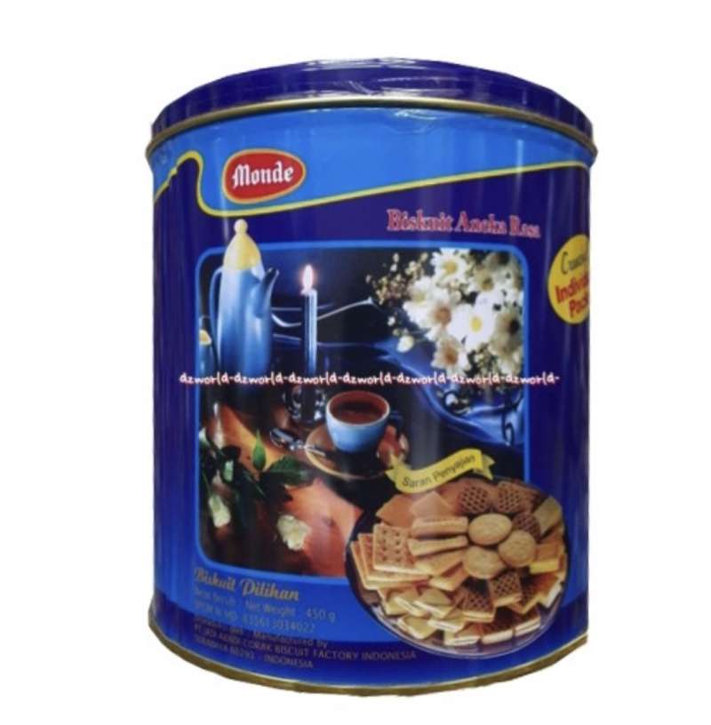 Jual Monde Biskuit Aneka Rasa 450gr Biskuit Pilihan Kemasan Kaleng Biru ...