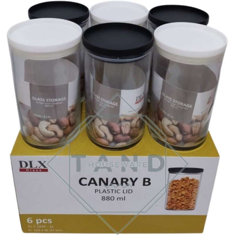 Promo Toples Kaca Kedap Udara Canary B Set Ukuran 880ml (6 Pcs) Diskon 23% Di Seller Ruji Store ...