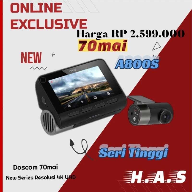 Promo 70mai Dash Cam A800s Hd 4k 2160p Gps Adas-front Dan Rear Dashcam Only Diskon 50% Di Seller ...