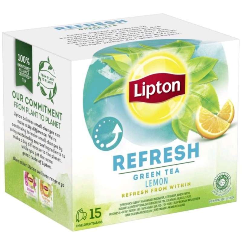 Jual LIPTON REFRESH LEMON 18GR (15X1.2GR), TEH HIJAU CELUP DGN RASA LEMON di Seller Toko bahan ...