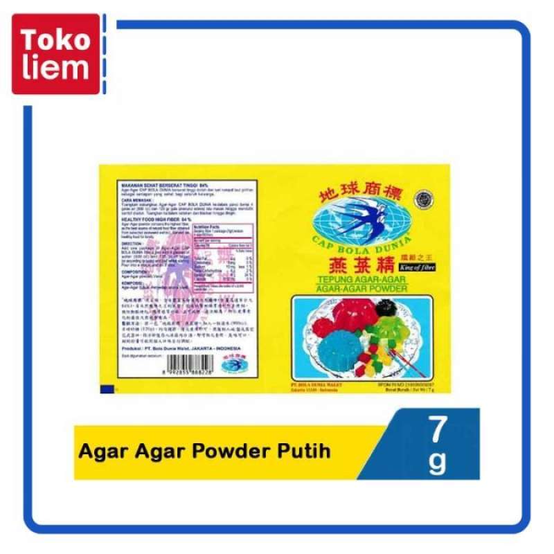 Jual Bola Dunia Agar Agar Powder Putih 7G di Seller Toko Liem ...