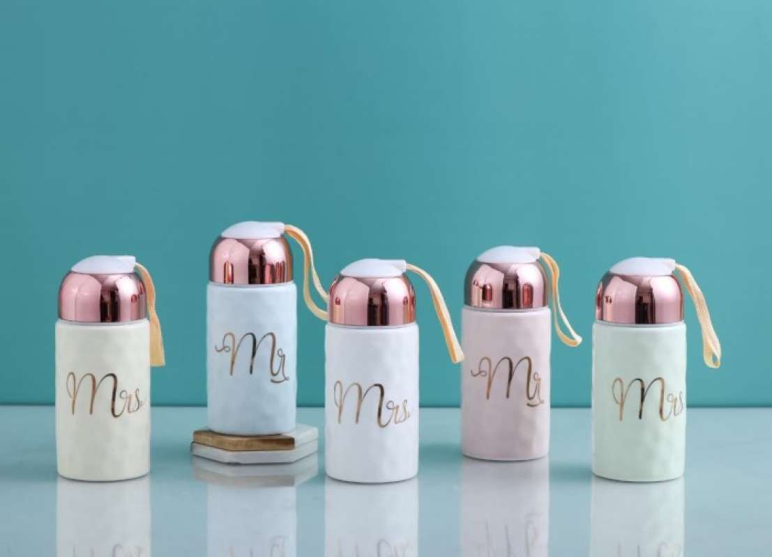 Jual Gelas Mug Termos Keramik Mr Mrs Couple Set Cantik - Pink (Mrs) di ...