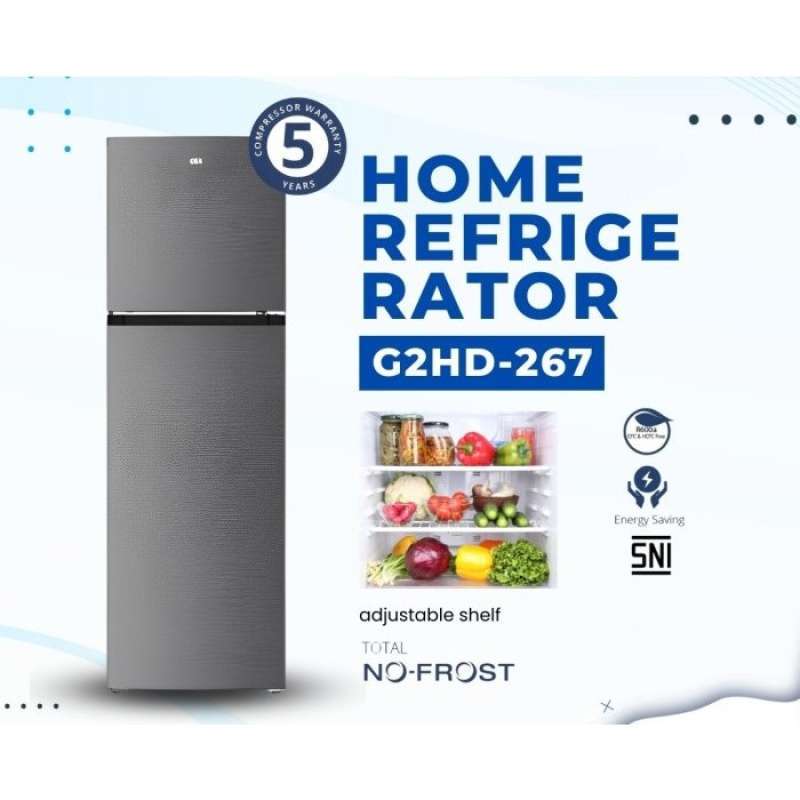 Jual GEA G2HD-267 Kulkas 2 Pintu Inox / Top Mount Fridge Freezer - No ...