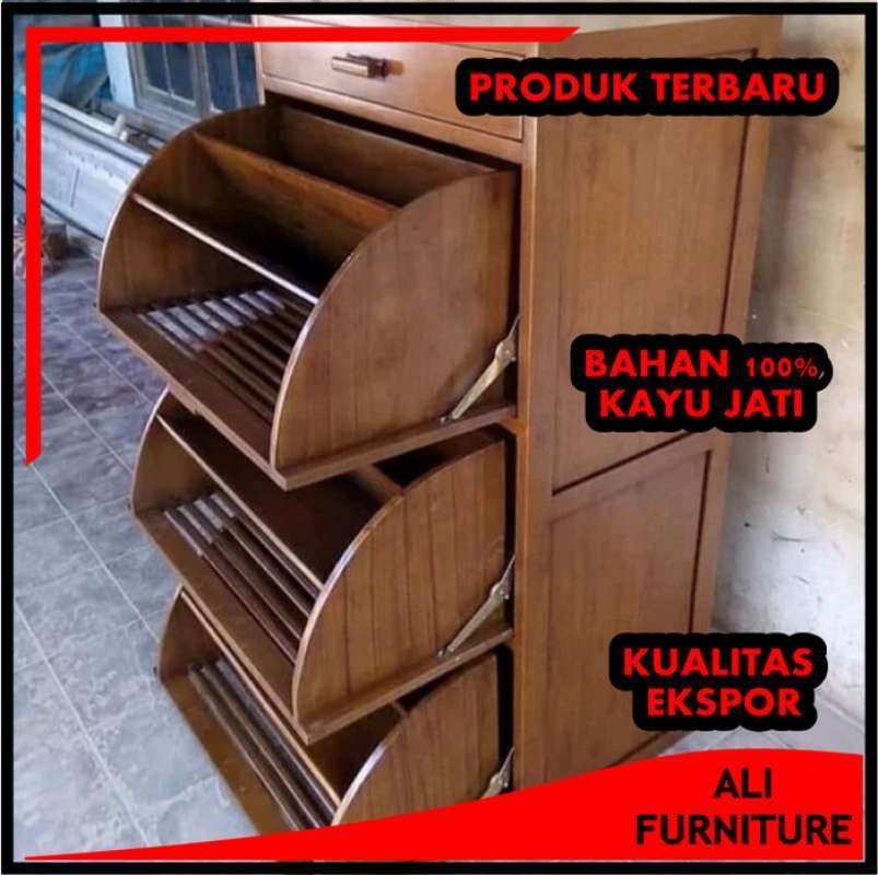 Promo Rak Sepatu Tertutup Kayu 3 Susun Warna Putih Model Minimalis - Mentahan Multicolor Diskon ...