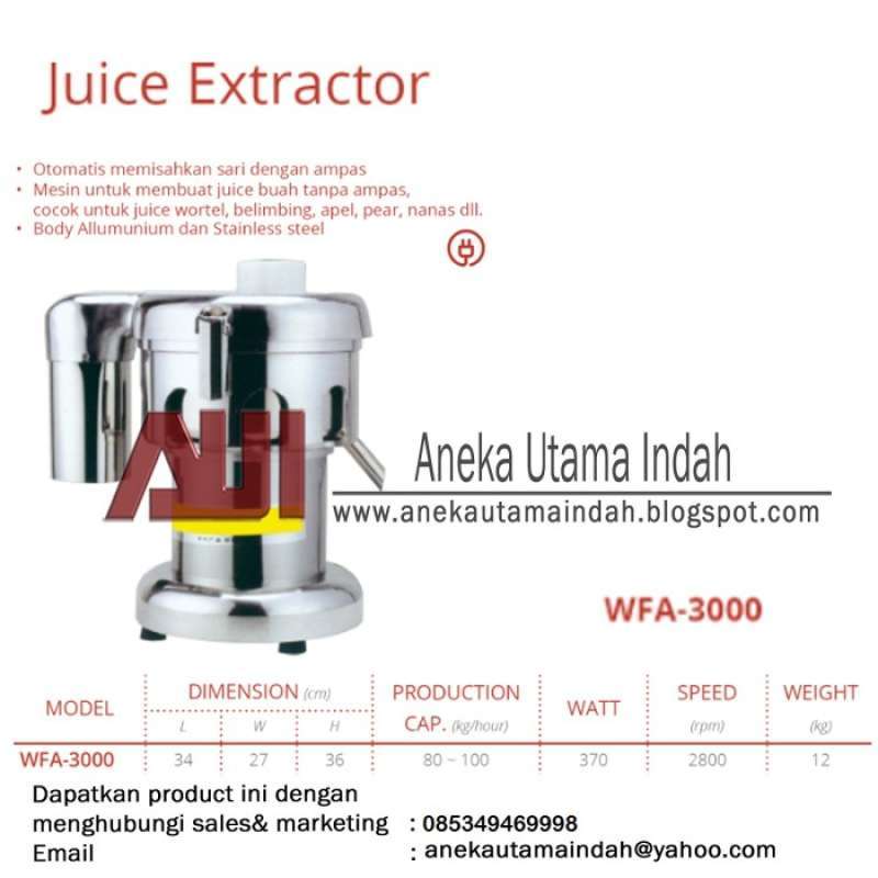Promo Mesin Otomatis Pemisah Sari Buah Ampas Juice Extractor Getra Wfa ...