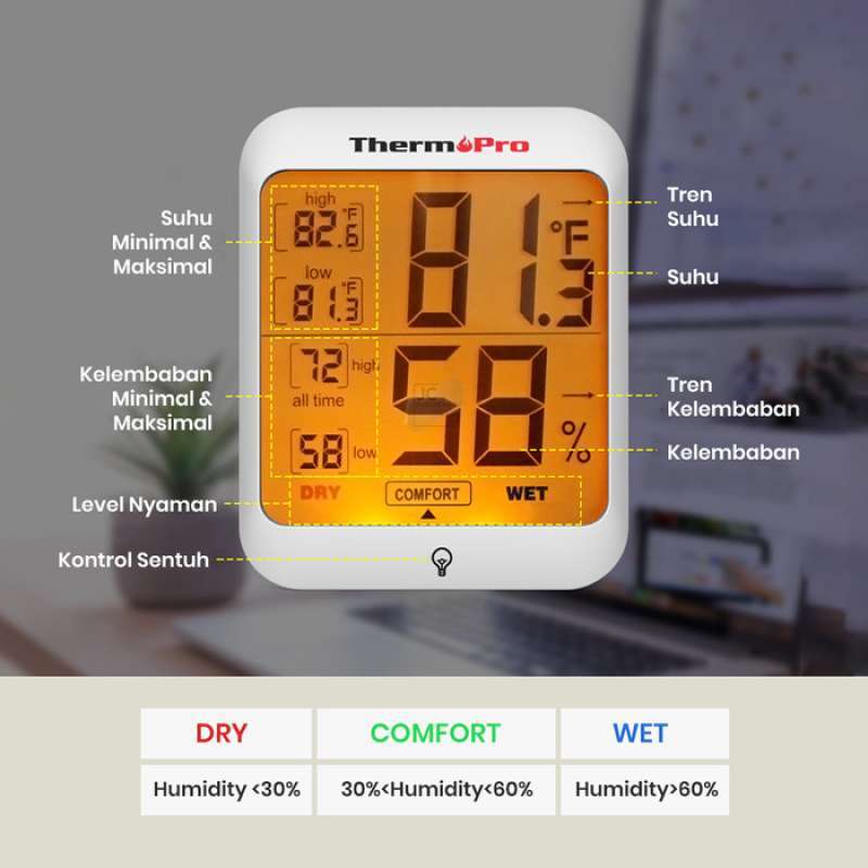 Promo Thermopro Thermometer Hygrometer Humidity Termometer Suhu Ruang Tp53 Diskon 9 Di Seller