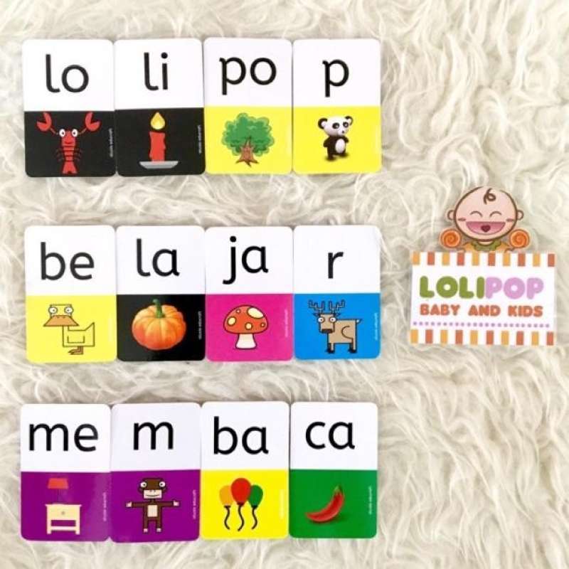 Promo Kartu flashcard belajar membaca / flash card suku kata Diskon 31% ...