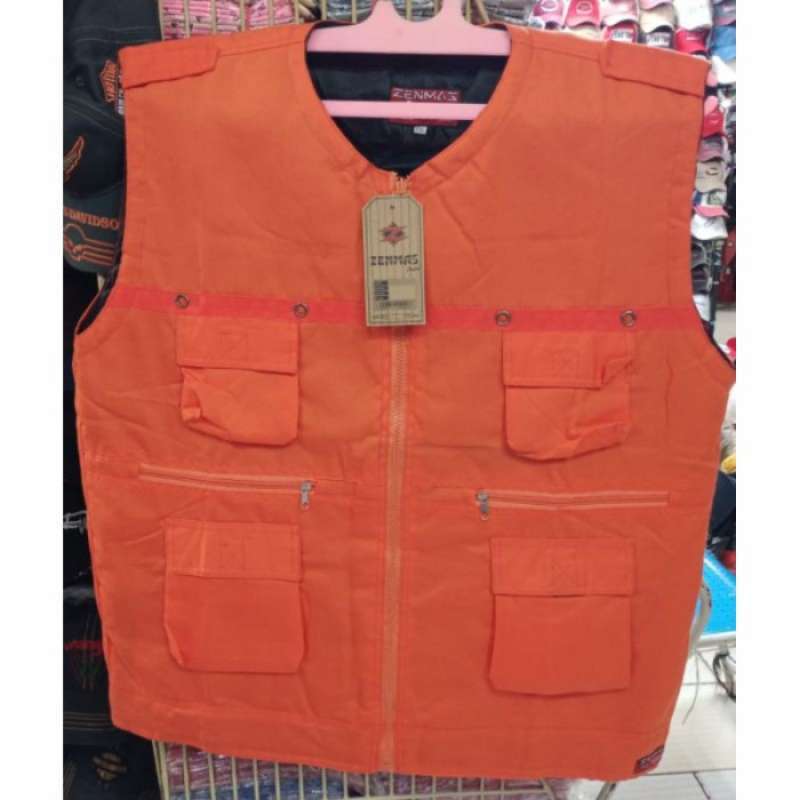 Promo Rompi Warna Orange/rompi Mancing/lapangan/ Jaket Rompi/ Rompi ...