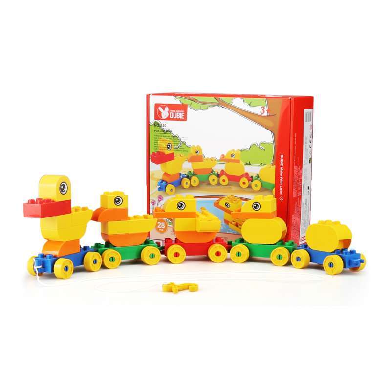 Promo Dubie 340 Pull Line Duck Brick Block Balok Bebek Kereta | Mainan ...