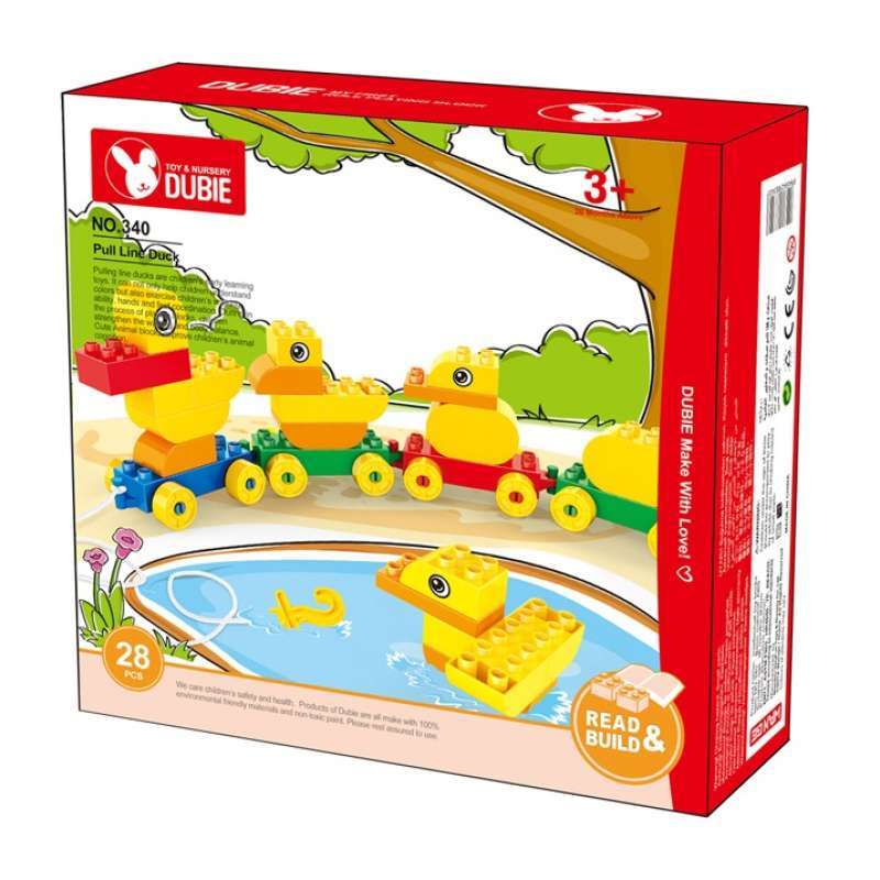 Promo Dubie 340 Pull Line Duck Brick Block Balok Bebek Kereta | Mainan ...