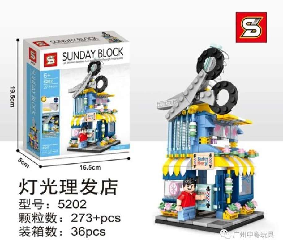 Promo SY 5202 Sunday Block -Barber Shop | DIY Brick Block Mainan Balok Building Diskon 51% di ...