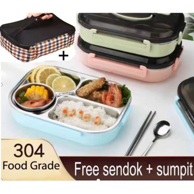 Promo Baru Kotak Makan 5 Sekat Stainless/lunch Box Stainless Tahan ...