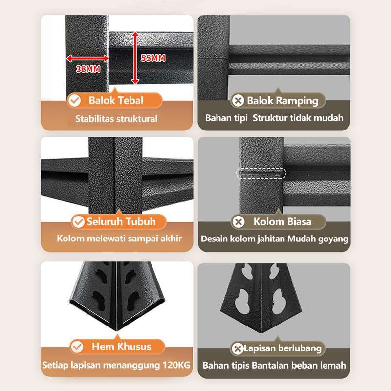 Promo Km Rak Besi Susun Rak Besi Siku Rak Gudang - Besi-5l120x40x200cm⬜ ...