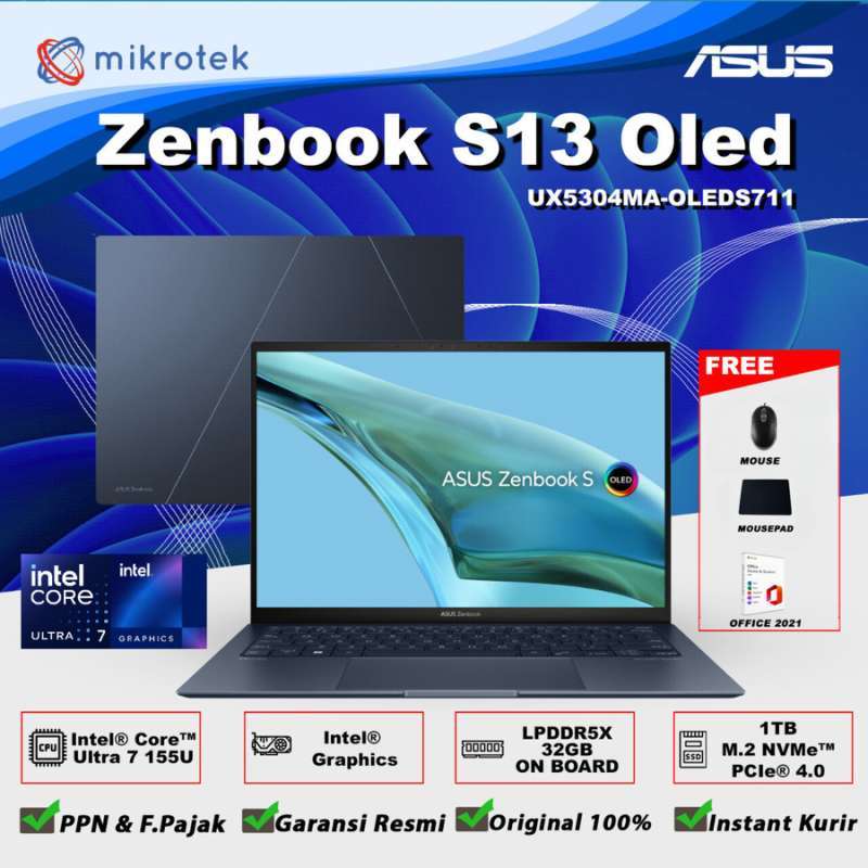 Promo Asus Zenbook S 13 Oled Ultra 7 155u 32gb 1tb Ssd Ohs Ux5304ma-oleds711 - Diskon 6% Di ...