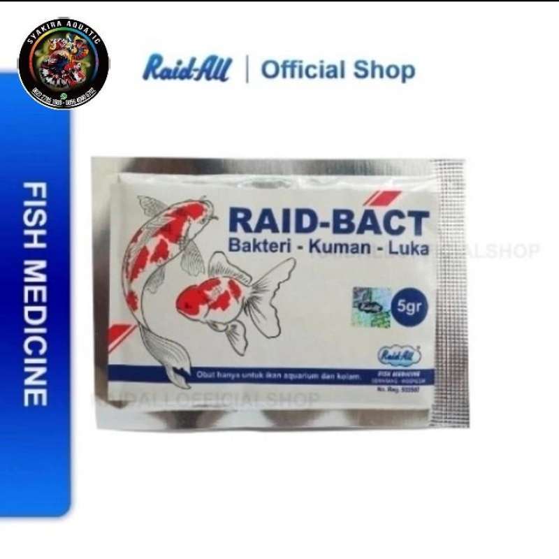Jual Obat Ikan Luka Kuman Bakteri Raid Bact - Raid All 5gram Sachet Di ...