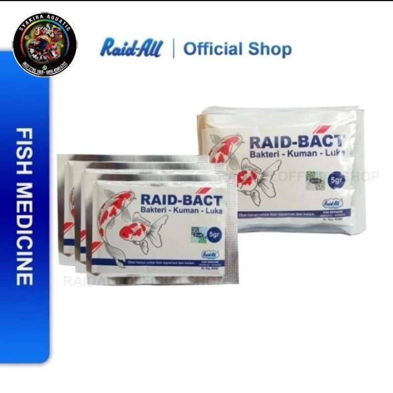 Jual Obat Ikan Luka Kuman Bakteri Raid Bact - Raid All 5gram Sachet Di ...