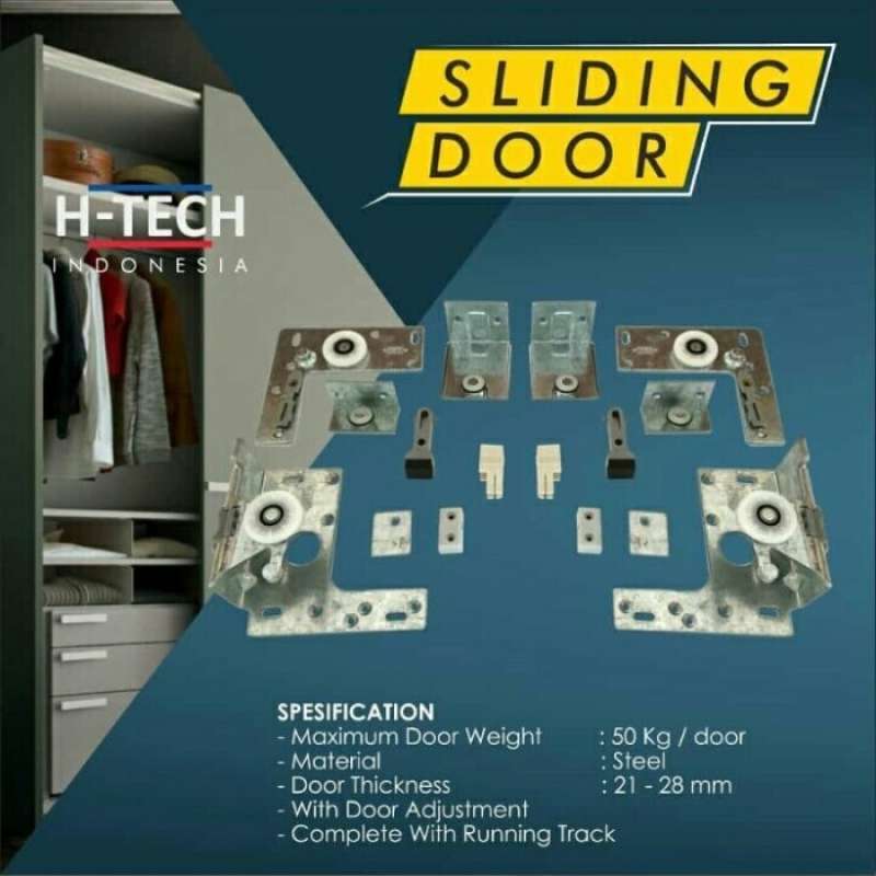 Promo Rel Sliding H-tech Roda Sliding Gantung 2 Pintu New - Tebal Door ...