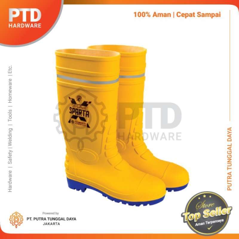 Promo Sepatu Boot Safety Rubber Pvc With Toe Plate Besi Gosave X-sparta ...