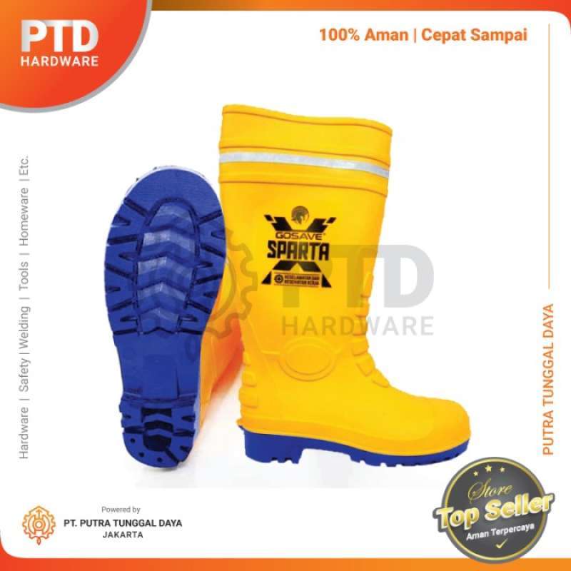 Promo Sepatu Boot Safety Rubber Pvc With Toe Plate Besi Gosave X-sparta ...