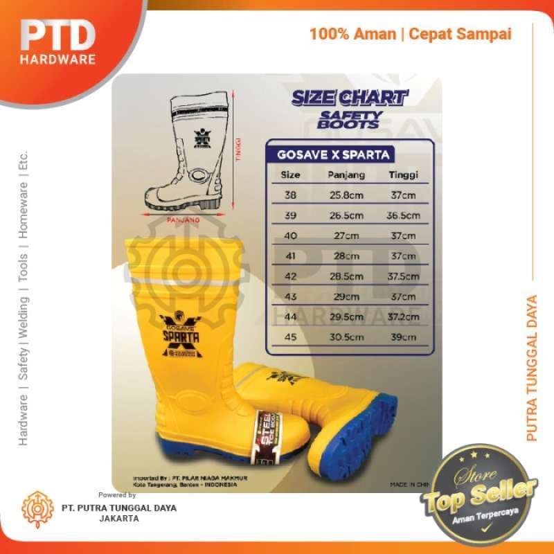 Promo Sepatu Boot Safety Rubber Pvc With Toe Plate Besi Gosave X-sparta ...
