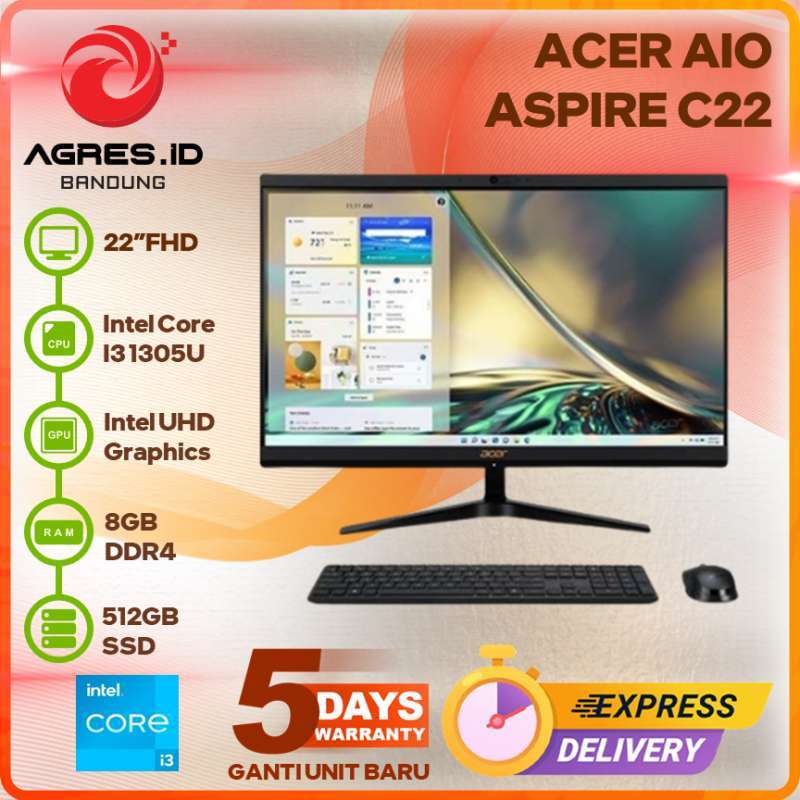 Jual Acer Aio Aspire C22 I3 1305 8gb 512gb W11+ohs 22.0fhd Di Seller Agres Id Bandung Official ...