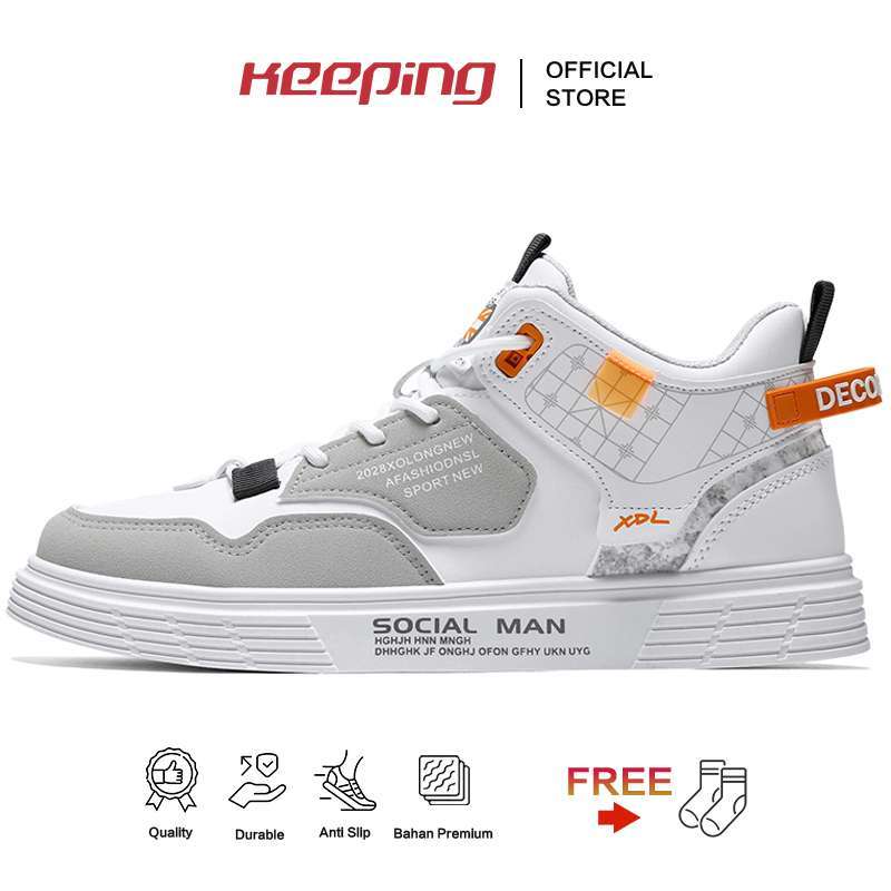 Promo Sepatu Sneakers Pria Original Sepatu Olahraga Lari Cowok Warna Putih Sepatu Jalan Casual ...