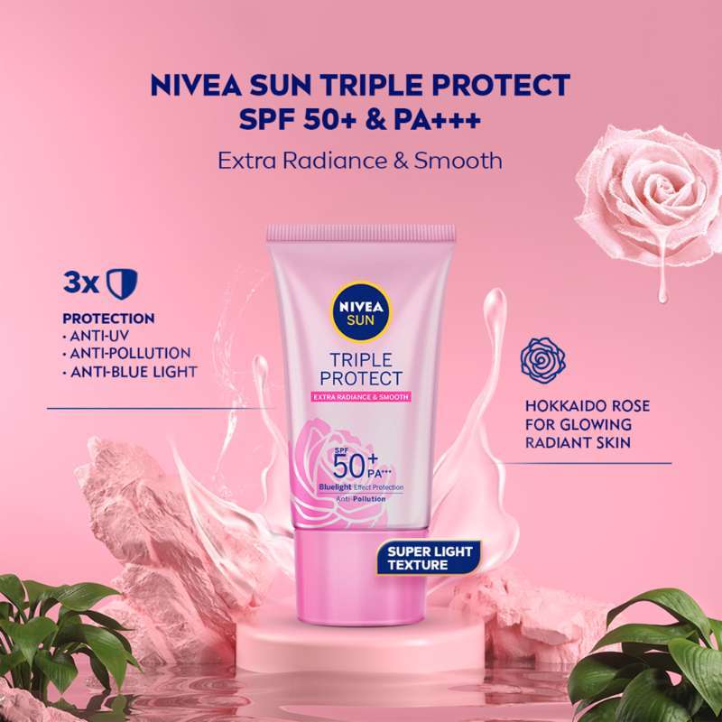 Promo Nivea Spf 50 Pa+++ Sun Face Triple Protect Hokkaido Rose ...
