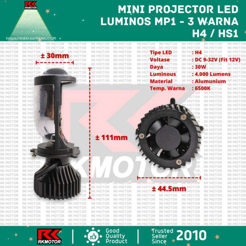 Promo Lampu Projector Mini Led Luminos Mp1 H4 Hs1 30 Watt Garansi ...