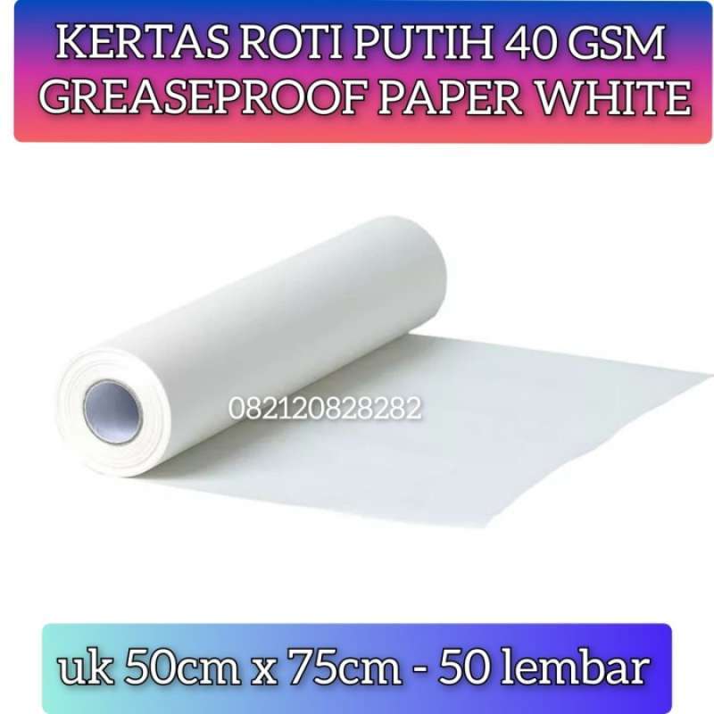 Promo 50 Lembar Kertas Roti Putih 50x75 Greaseproof Paper White 40 Gsm ...
