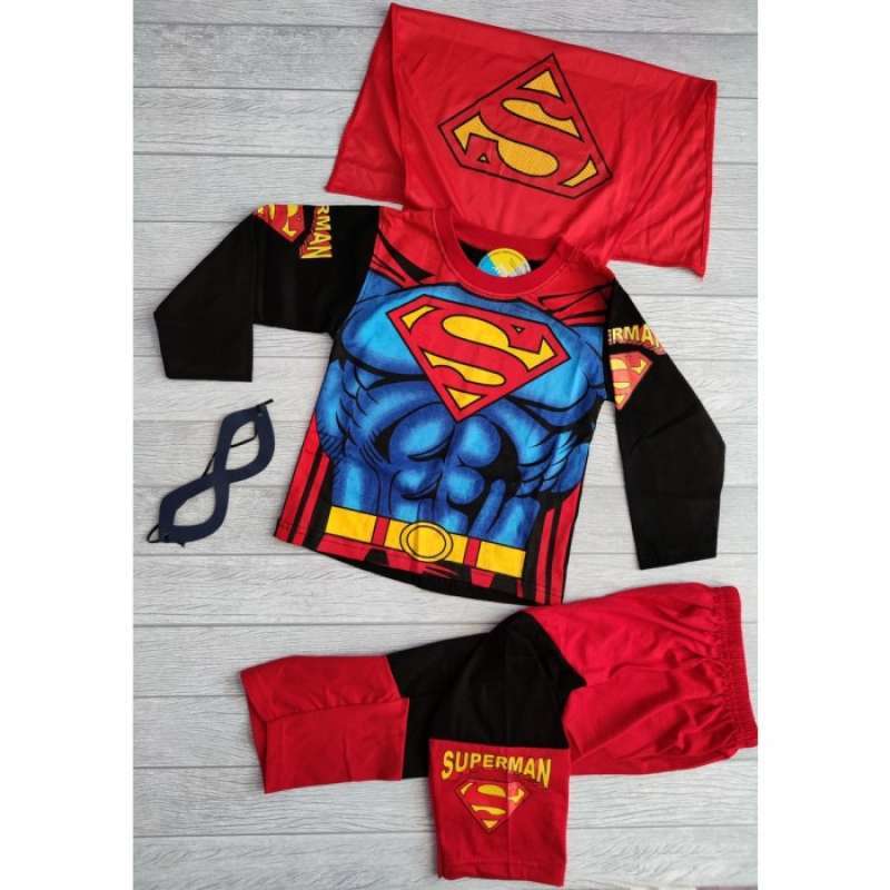 Jual Kostum Anak Laki Laki Superman Setelan Panjang Superhero Baju ...