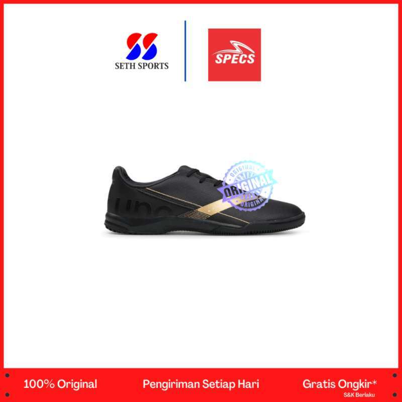 Jual Sepatu Futsal Specs Acc Uno In Original - Black / Pale Gold Di ...
