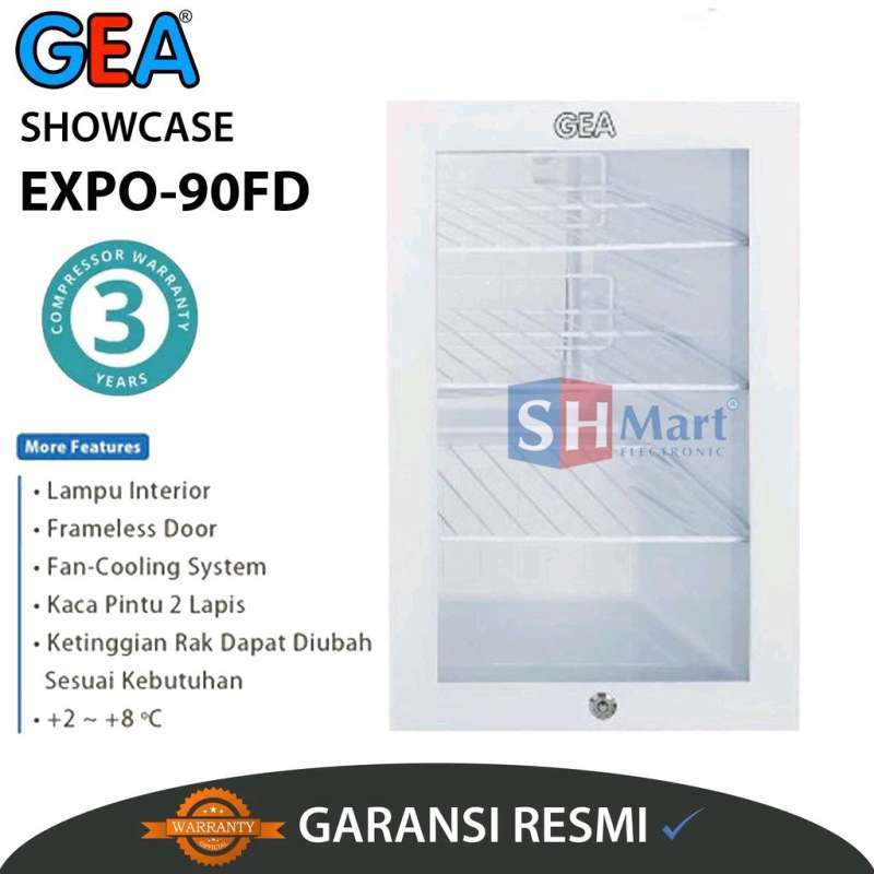 Jual Gea Showcase Display Cooler Minuman Table Top 92 Liter Expo-90fd ...