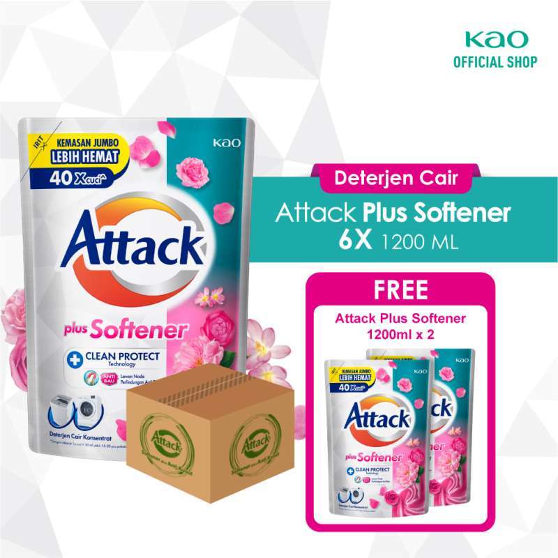 Promo (buy 6 Free 2) Attack Plus Softener Cair 1200 Ml - Sabun Cuci ...