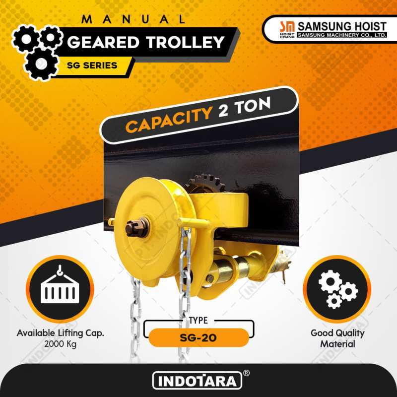 Jual Manual Geared Trolley Troli Katrol Manual 20 Ton Samsung Sg-20 ...