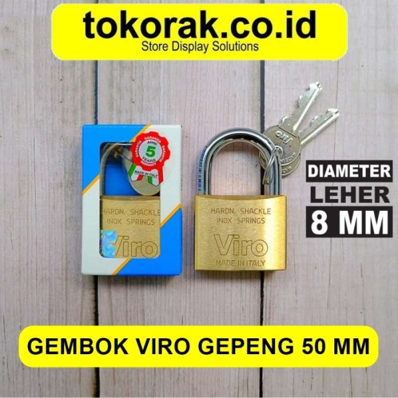 Jual Gembok Viro Gepeng 50mm Asli Italy Rumah Pagar Ruko Kantor Gudang ...