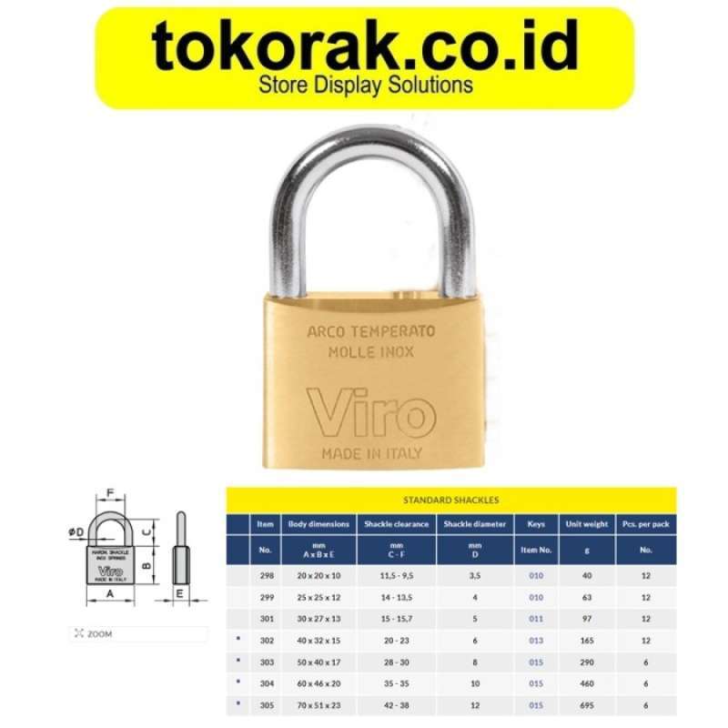 Jual Gembok Viro Gepeng 50mm Asli Italy Rumah Pagar Ruko Kantor Gudang ...