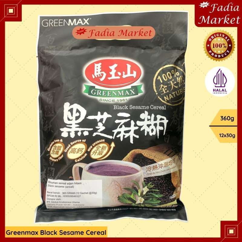 Jual Greenmax Black Sesame Cereal Wijen Hitam Taiwan 360g 12x30g Di ...