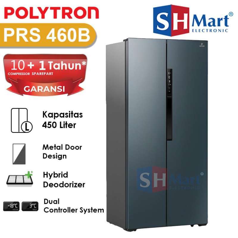 Jual Kulkas Polytron Side By Side Prs-460b / Prs460b 450 Liter Inverter New Belleza Garansi ...