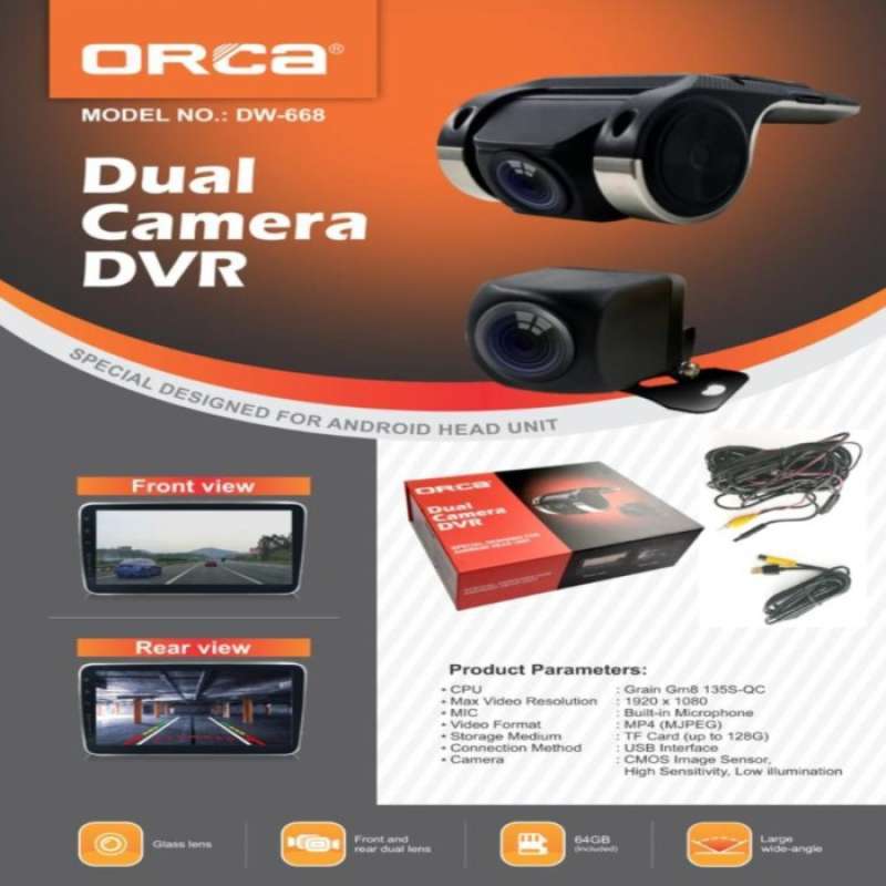 Promo Dual Kamera Dvr Cctv Orca Mobil Dashcam Untuk Headunit Android ...